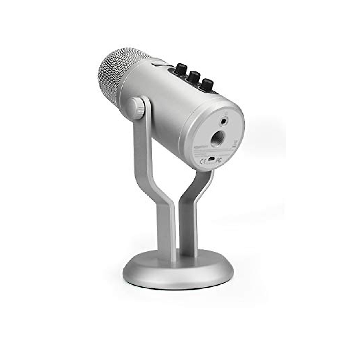 Amazon Basics Professional USB Condenser Microphone with Volume Control and OLED Screen, Silver
