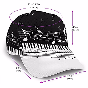 Unisex Fashion Classic Low Profile Baseball Cap Dad Hat Soft Adjustable Trucker Cap for Running Cycling Hiking Golf Outdoor - Piano Keys with Musical Notes
