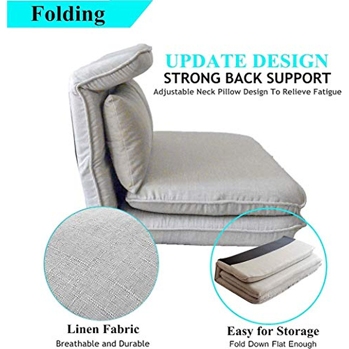 LTT Futon Sofa Bed, Sleeper Sofa, Suitable for Small Space Configuration Apartment Dormitory Floor Chair Sofa Bed Folding Lazy Sofa Floor Chair Sofa Recliner Bed