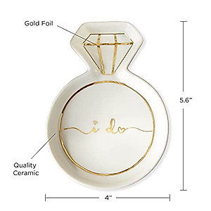 Kate Aspen White Diamond Ring Trinket Dish - Wedding Gift, Decorative Tray, Wedding Ring Holder, Jewelry Tray, Home Décor (23265WT)