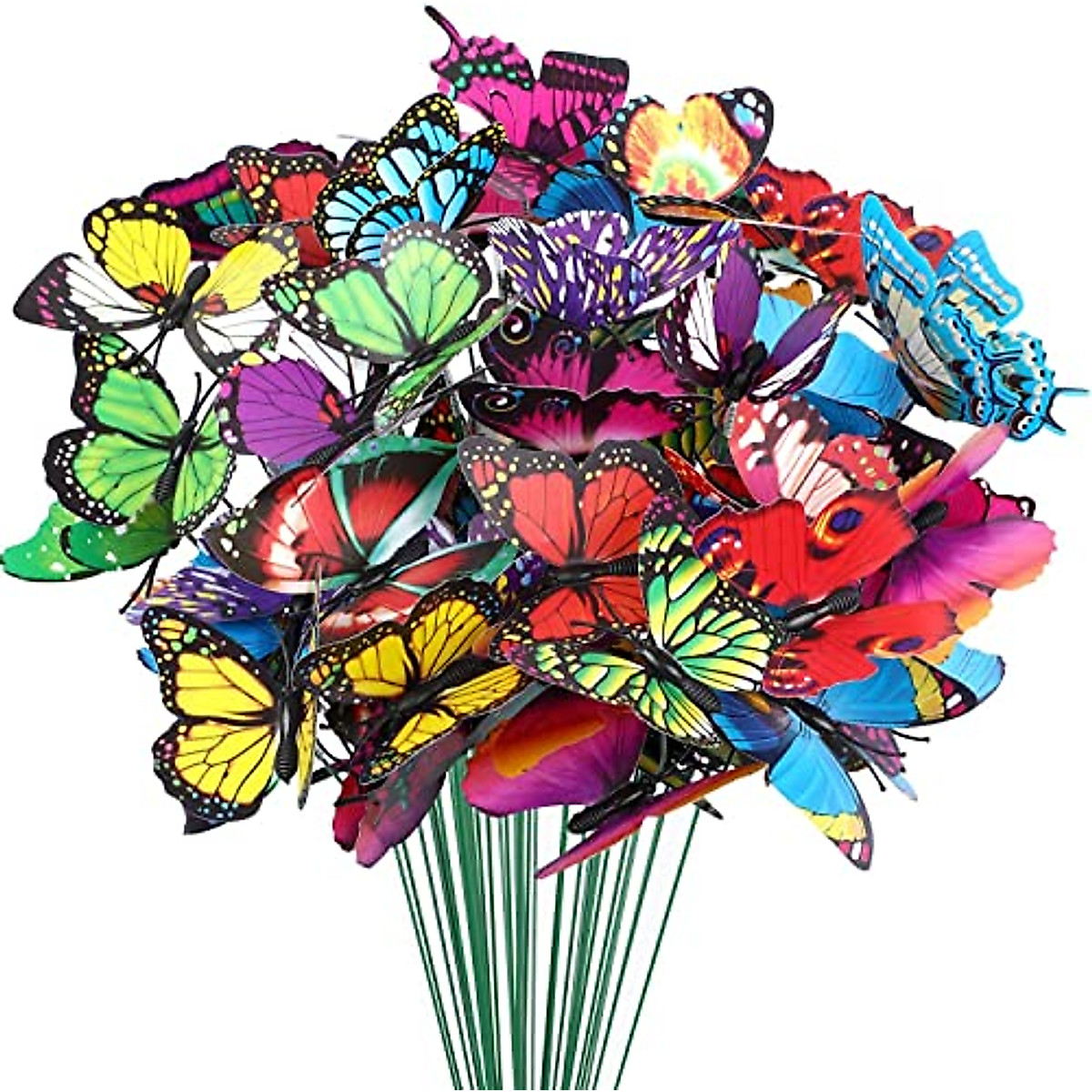 150 Pcs Butterfly Decoration Stakes Waterproof 3D Garden Butterfly Ornaments for Indoor/Outdoor Christmas Yard Decor