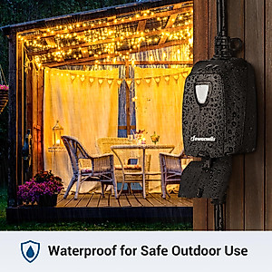 DEWENWILS Outdoor Dimmer for String Lights, Remote Dimmer Switch, Weatherproof Dimmer Plug, 100FT Range, Compatible with Dimmable LED/Tungsten Bulbs, FCC Certified