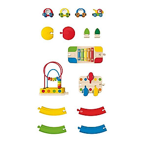 Hape E3815 Rainbow Sights & Sounds Toddler Wooden Railway, Multicolor