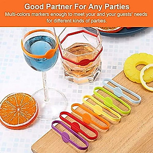 YITAQI Wine Charms Drinking Tag,Great Elasticity Cute Bar Tool Food Grade Silicone Goblet Strips Drink Markers Wine Labels Bottle Bands(6 pcs)