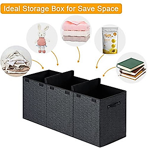 YOUDENOVA Toy Box Chest Storage Organizer, Extra Large kids Toy Box, 40 Inch Collapsible Toy Bin for Boys Girls, Toy Chest with Double Flip-Top Lid for Nursery, Playroom, Closet (Black)