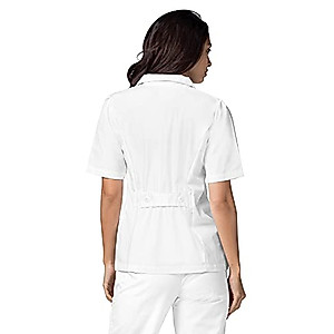 Adar Universal Scrubs for Women - Lapel Collar Buttoned Scrub Top - 2629 - White - 2X