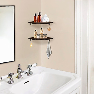 Sopicoz Corner Shelf 9 inch Wood Wall Mounted Shelf 2 Pack, Floating Shelves, Display Shelves, Hanging Shelves, Decorative Wall Shelves, Racks for Living Room, Bedroom (Brown, 9 inch)