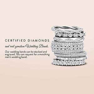 Diamondere Natural and Certified Green and White Diamond Wedding Ring in 14K White Gold | 0.86 Carat Full Eternity Stackable Band for Women, US Size 6.5