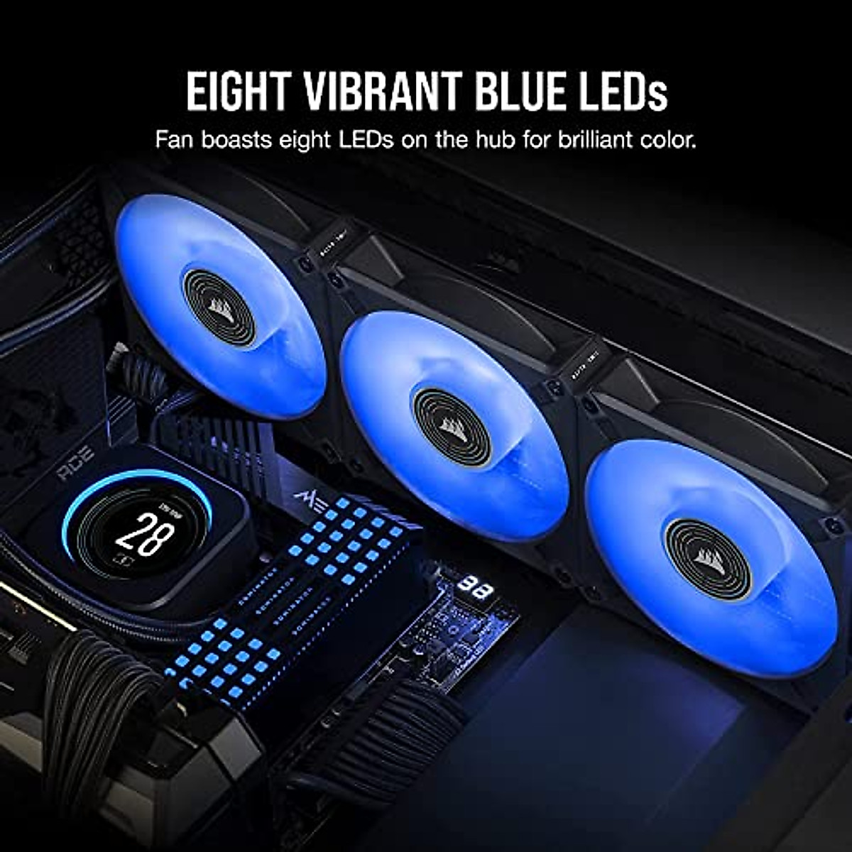 CORSAIR ML120 LED Elite, 120mm Magnetic Levitation Blue LED Case Fan with AirGuide, Single Pack, Black