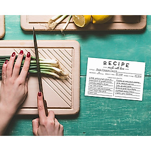 Set of 50 Premium Recipe Cards - 4x6 Double Sided - Black and White Modern Style