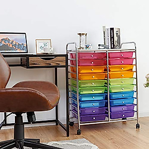 Happygrill 20-Drawer Organizer Cart Tools, Office School Paper Organizer Rolling Storage Cart with wheel