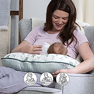 Boppy Organic Original Support Nursing Pillow Cover, Green Little Leaves, 100% Organic Cotton Jersey Cover Fits All Boppy Original Nursing Supports for Breastfeeding and Bottle, Cover Only