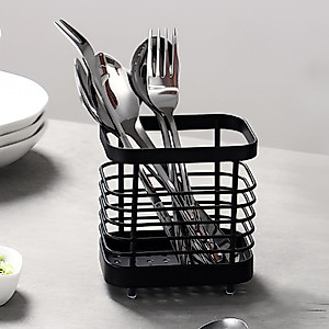 LAIPART Stainless Steel Sink Utensil Holder Countertop,Kitchen Countertop Organizer Rack,Multi-Functional Storage Rack for Kitchen Storage Forks, Knives, Spoons(Black)