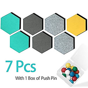 Soyizom Felt Pin Board Self Adhesive Board for Photos | Memos | Display | Notice,Thickened Bexagonal Bulletin Board Decorative Pin Board Pads for Offices School Home Wall Decor(7 Pcs/Set,Style A）