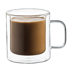 Red Rocks Double Wall Glass Coffee Mugs – Set of Two Hot-Drink Friendly Tea Cup Set – 12 Oz Capacity Clear Borosilicate Glass – Insulated Coffee Mugs With Handle