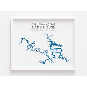 Lake of the Ozarks Map, Lake Home Decoration, Lake House Decor, Watercolor Print Personalized Lakehouse gift