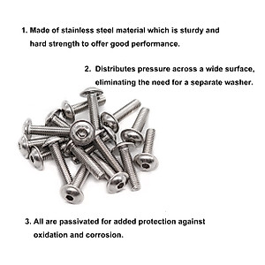binifiMux 50pcs M8-1.25 x 15mm/ 20mm/ 25mm/ 30mm/ 35mm Flanged Hex Button Head Socket Cap Screws, 304 Stainless Steel / 18-8, Plain Finish, Full Thread
