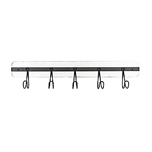 Spectrum Diversified Wall Mount 5-Hook Wood Rack for Entryway Storage and Organization, White Wash/Industrial Gray