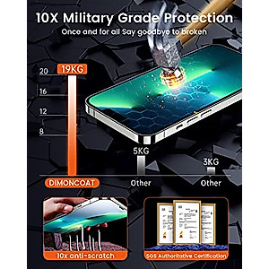 DIMONCOAT 4-PACK Screen Protector Compatible iPhone 13/iPhone 13 Pro/iPhone 14 6.1''[Auto Alignment Kit] [10X Military Protection] iPhone 13/13 Pro/14 Diamonds Hard Tempered Glass Bubble Free
