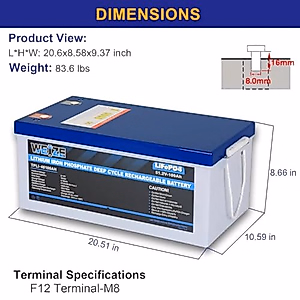 WEIZE 48V 100Ah LiFePO4 Lithium Battery, Built-in 100A Smart BMS, Up to 8000 Deep Cycles, Perfect for RV, Solar System, Marine, and Off Grid Applications