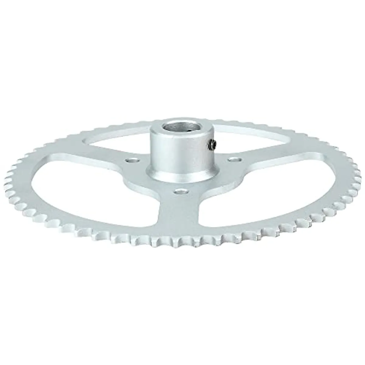 YOXUFA 60T Steel Go Kart Live Axle Hub Sprocket for #40/41/420 Chain With 1" Bore 1/4" Keyway Adapter Yerf dog Murray Predator 212cc 196cc Go Carts Dune Buggy Drift Trike Mini Quad 3 Hole Silver Parts
