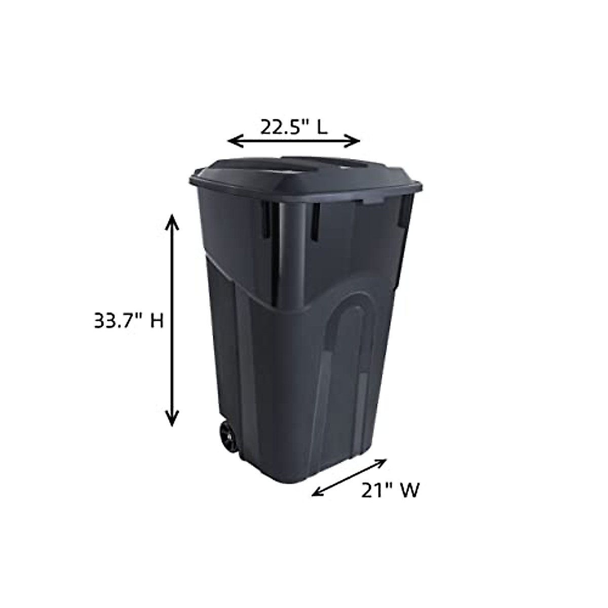 United Solutions 32 Gallon Wheeled Outdoor Garbage Can with Attached Snap Lock Lid and Heavy-Duty Handles, Black, Heavy-Duty Construction, Perfect Backyard, Deck, or Garage Trash Can, 2 Pack
