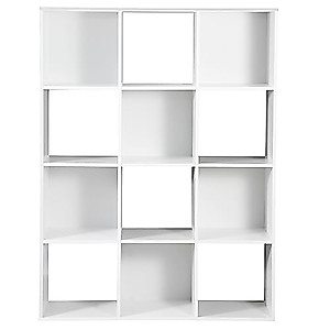 ZenStyle 12 Cube Storage Shelf Organizer Bookshelf with Open Back Closet Cabinet, DIY Plastic Modular Book Shelf for Organizing Closet Bins