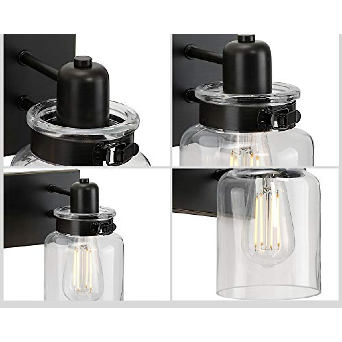 Calhoun Collection 4-Light Clear Glass Farmhouse Bath Vanity Light Antique Bronze