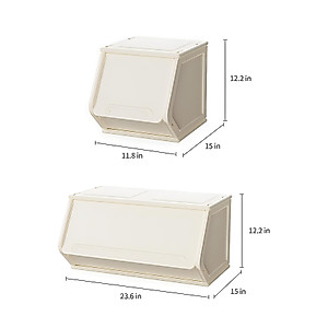 UNICOO® 2+4 Free Combination Stackable Plastic Storage Cabinet | Customizable Storage Shelves, Lightweight Organizer, Efficient Storage and Organizer | Home, Office, School, Dorm (2+4 Gray & Cream)