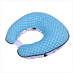 Bacati Woodlands Boys Cotton Nursing Pillow Cover, Aqua/Navy/Grey