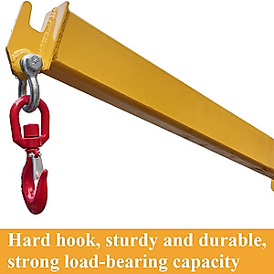 HQHAOTWU Forklift Jib Boom Crane Industrial Forklift Telescoping Jib Boom 6600lbs Capacity Hoist Jib Boom Hook Double Fork Design 63'' Up to 98'' Adjustable Crane Boom Mobile Crane Hoist Jib