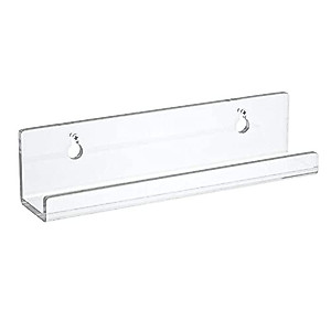 esowemsn 2 Sets of Clear Acrylic Shelves Wall Mounted Floating Display Shelves with Screws Clear Invisible Bookshelves Best for Record Storage,Picture Display,Magazine,Book,Files Organizer