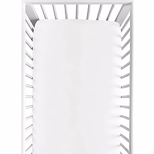 Sweet Jojo Designs White Boho Bohemian Girl Fitted Crib Sheet Baby or Toddler Bed Nursery - Solid Color Shabby Chic Princess Luxurious Luxury Elegant Vintage Designer Boutique Victorian Cotton