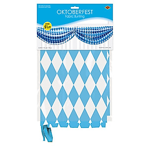 "Beistle Oktoberfest Fabric Bunting, 5' 10"", Blue/White" (54677)