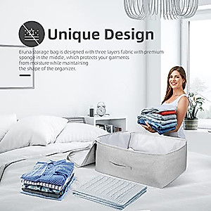 Eruna 2 Pack Extra Large Storage Bag 3 Layer Thick Oxford, Closet Organizer for Duvets, Down Jackets, Comforters, Blankets, Clothes, Pillows, Washable Breathable Odorless Moisture Resistant, Grey