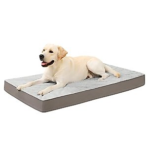 KSIIA Orthopedic Dog Bed, Waterproof, 41 x 27 Inch, Gray, Deluxe Plush, Removable Cover, Durable Zipper, Orthopedic Foam, 3-Inch Thick, For Dogs Up to 80lbs