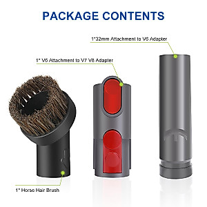 LANMU Horse Hair Brush Vacuum Attachments Compatible with Dyson V15 V12 V11 V10 V8 V7 V6 Vacuum Cleaner, 1.25" Soft Vacuum Dust Brush Accessories