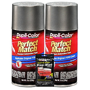 Dupli-Color Dark Shadow Gray Exact-Match Automotive Paint For Ford Vehicles - 8 oz, Bundles with Prep Wipe (3 Items)
