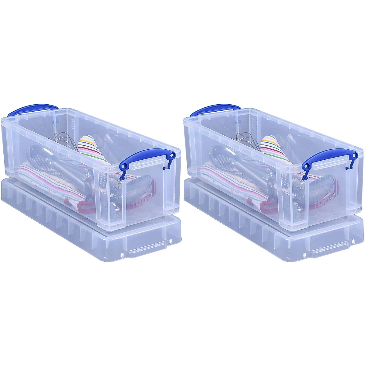 Really Useful Box Plastic Storage Box, 6.5 Liters, 17 1/2" x 7" x 6 1/4", Clear (Two Pack)