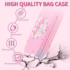 FUNDIARY Cute Bunny Carrying Case for Nintendo Switch and Switch OLED, Pink Portable Travel Case Built-in 10 Game Card Slots for Switch Console Joycon & Accessories with Shoulder Strap and 2 Thumb Cap