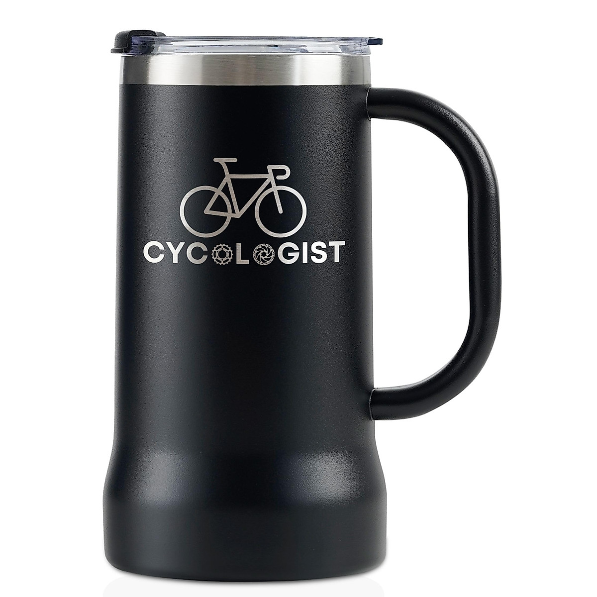 Onebttl Biker Cyclist Gifts for Men, Cycologist, Bicycle Enthusiasts, Roadbike MTB, Stainless Steel Beer Stein Tumbler, 24oz Beer Mug with Lid