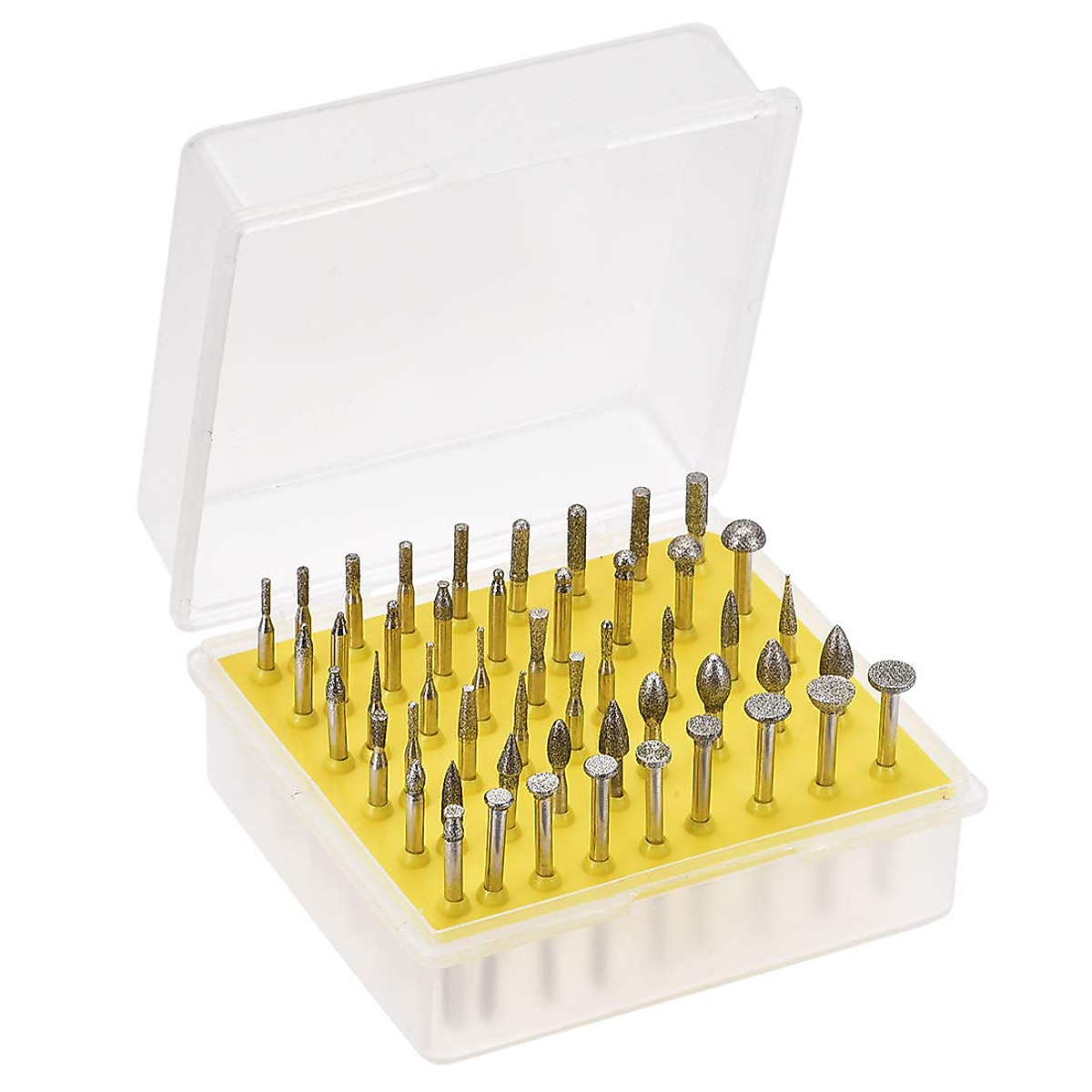 uxcell Diamond Burrs Bits Sets Grinding Drill Kits Carving Rotary Tool for Glass Stone Ceramic 120 Grit 1/8" Shank Small Head 50 Pcs