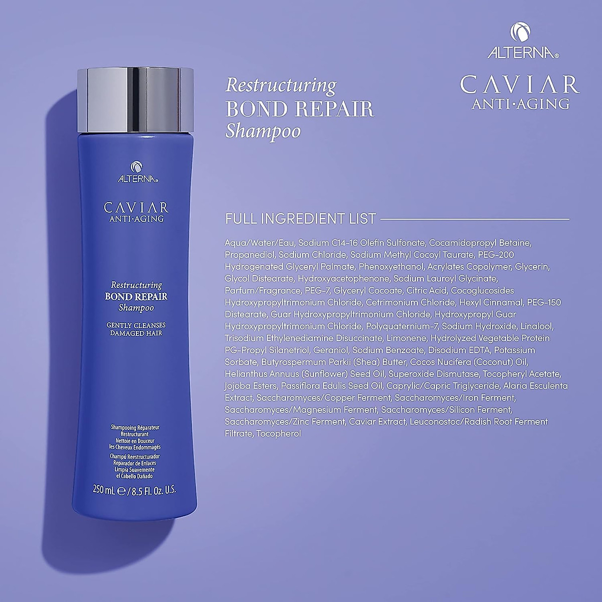 Alterna Haircare CAVIAR Anti-Aging Restructuring Bond Repair Shampoo and Conditioner Bundle, 16.5 oz | For Brittle, Damaged Hair | Repairs, Strengthens and Protects Damaged Hair | Sulfate Free