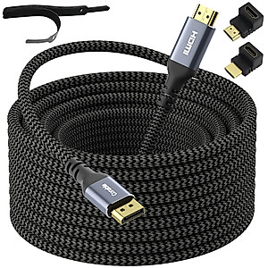 4K DisplayPort to HDMI Cable 25FT, 4K@60Hz HDR, High Speed Active Display Port to HDMI Cable UHD Converter, Uni-Directional Braided Cord, Support 4K@60Hz 2K@120Hz 1080P for HDTV, Monitor, Projector