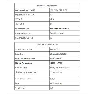 URCIANOW High Gain 14dBi 4G LTE Antenna 698~960/1710~2690MHz 4G LTE Omnidirectional Outdoor Long Range WiFi Antenna with 16.4ft Doul SMA Male Connectors Cable for Hotspot Cellular Modem 4G LTE Router