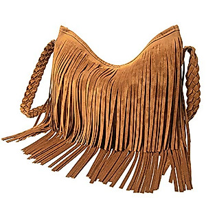 Ayliss® Hippie Suede Fringe Tassel Messenger Bag Women Hobo Shoulder Bags Crossbody Handbag,Brown