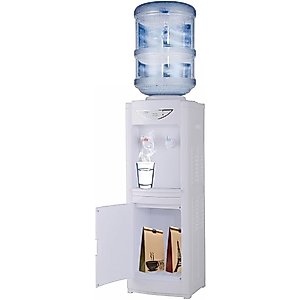 Hot & Cold Top Loading Water Dispenser, Water Cooler Dispenser for 3 or 5 Gallon Bottles with Child Safety Lock, Removable Drip &Storage Cabinet, for Home Office Dormitory