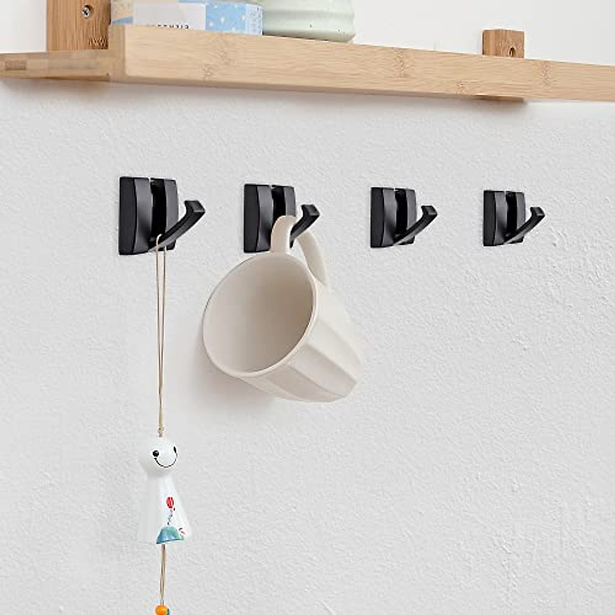 Mornajina 2 Packs Black Folding Hideaway Coat Hooks, Heavy Duty Wall Hooks, Retractable Hooks for Hanging Coat, Wall Mount Hook for Home, Office, Restaurant