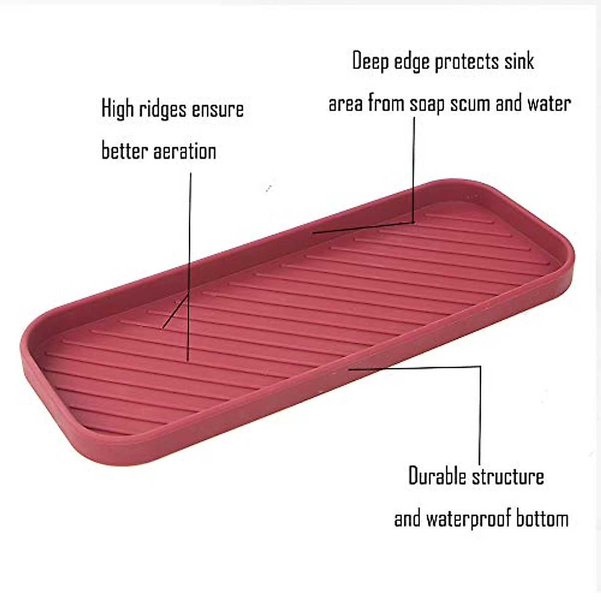 Soap Tray for Kitchen Sink, 3 Pack Silicone Sponge Holder Kitchen Sink Organizer Silicone Soap Tray Bathroom Sink Tray