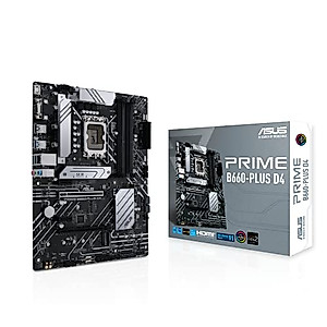ASUS Prime B660-PLUS D4 LGA 1700(Intel 12th Gen) ATX Motherboard(PCIe 4.0, DDR4,3xM.2 Slots, 2.5Gb LAN, Rear USB 3.2 Gen 2x2 Type-C, Front USB 3.2 Gen 1 Type-C, Thunderbolt 4 Header Support)